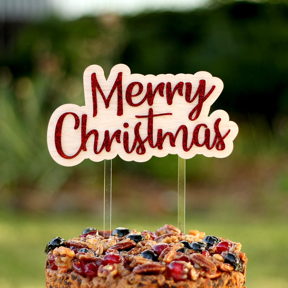 Christmas cake topper made from laser cut wood and acrylic – Minting ...