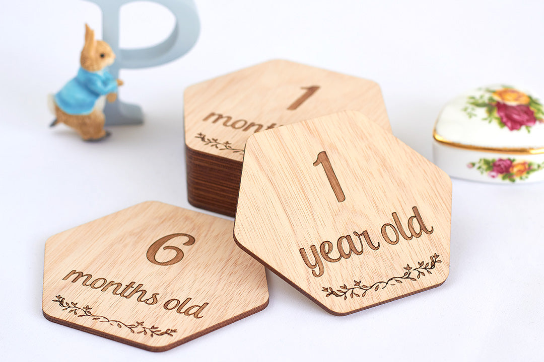 Set of 12 Monthly Milestone Plaques – Minting Memories